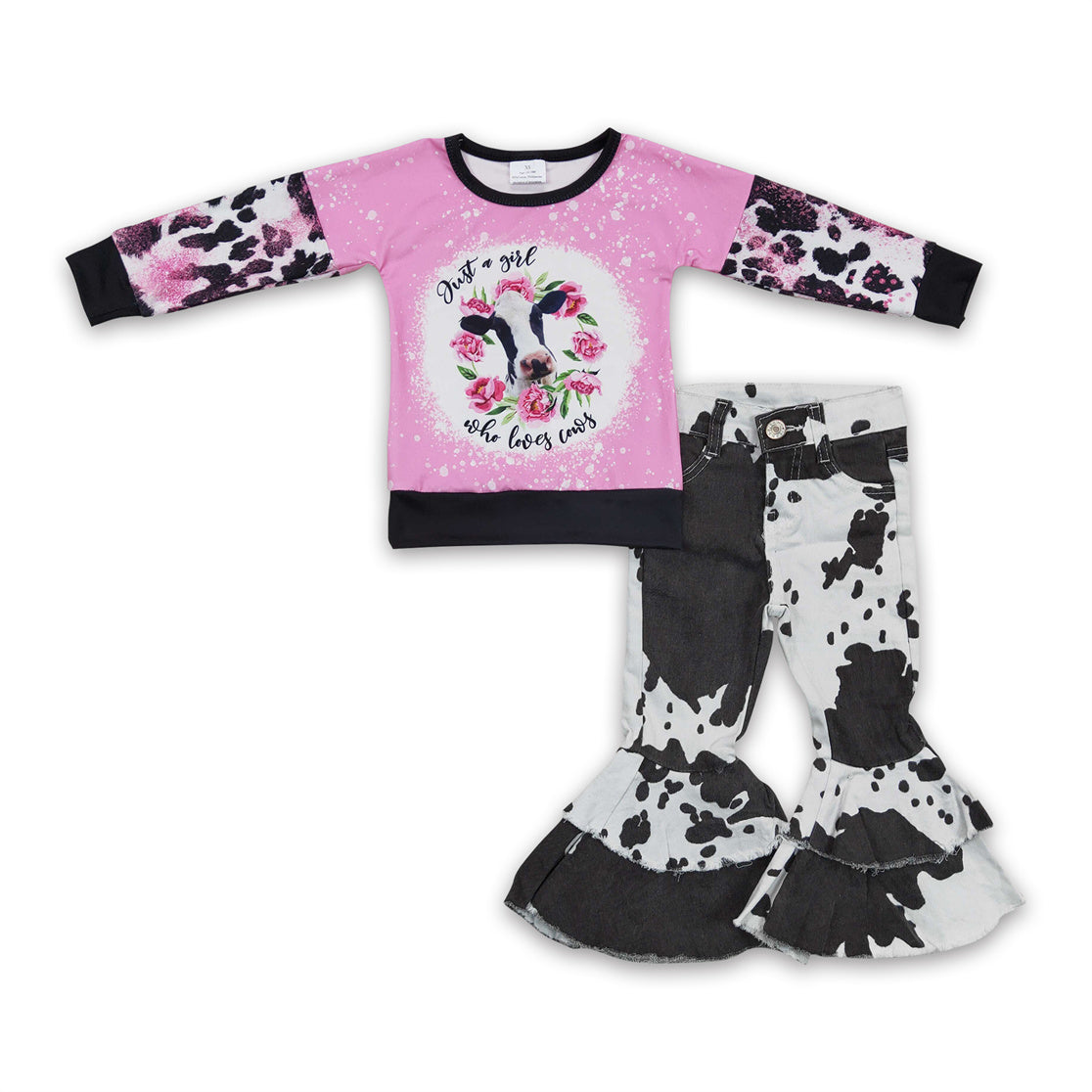 kids clothes girls cow winter outfits girl winter bell bottom ...