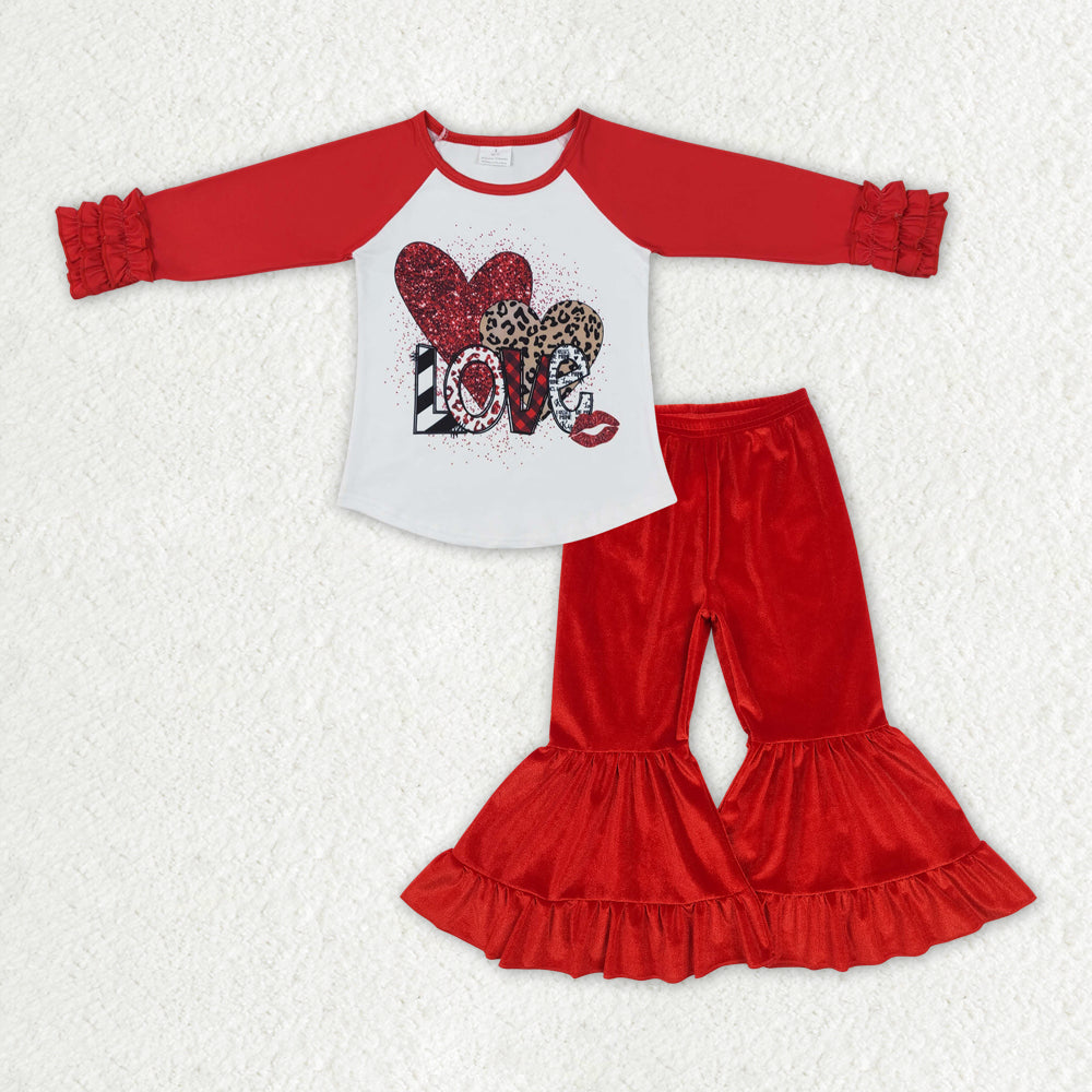 GLP2330 toddler girl clothes love leopard print girl Valentine's Day b ...
