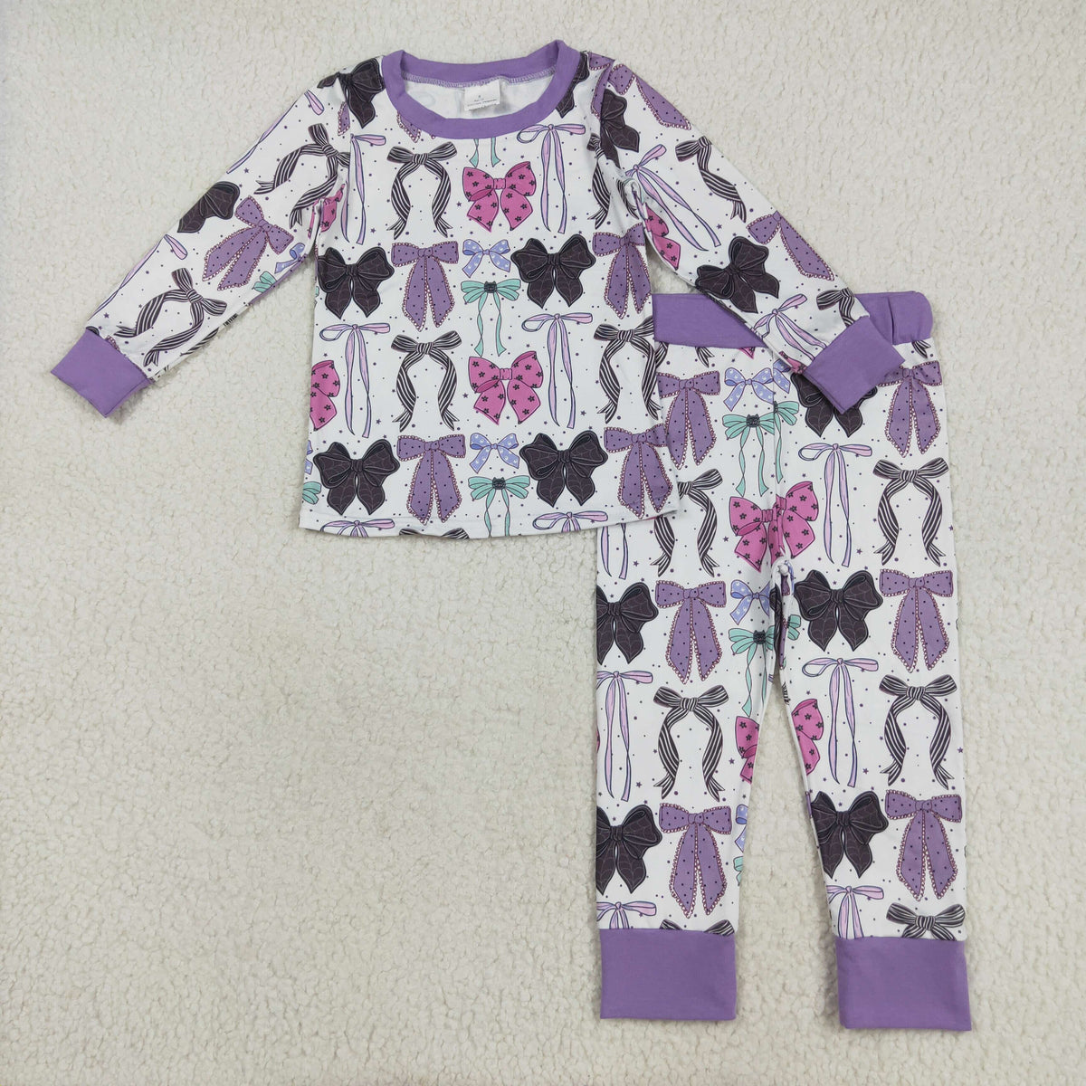 RTS kids matching clothing purple bows print clothing girl fall clothi ...