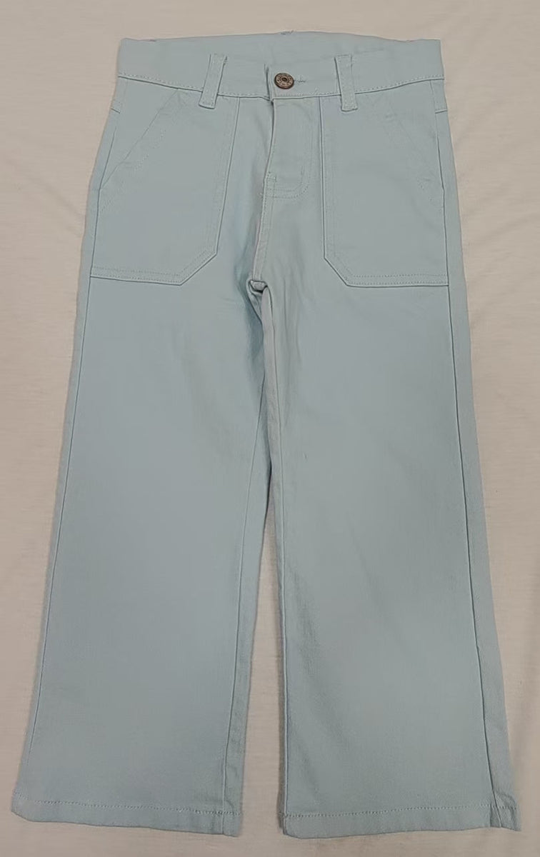 P0756 pre-order baby girl clothes blue girl bell bottom pant jeans pan ...