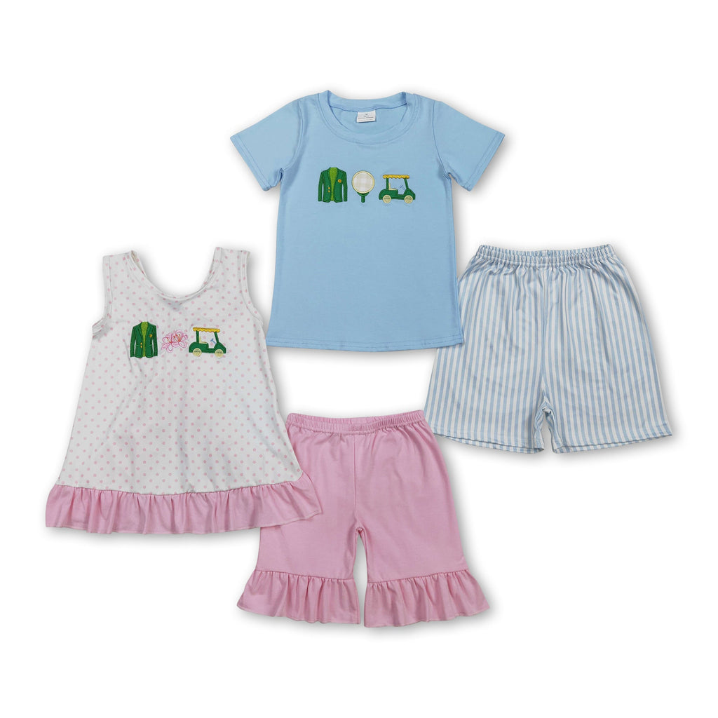 RTS kids matching clothing embroidery golf print clothing baby summer ...